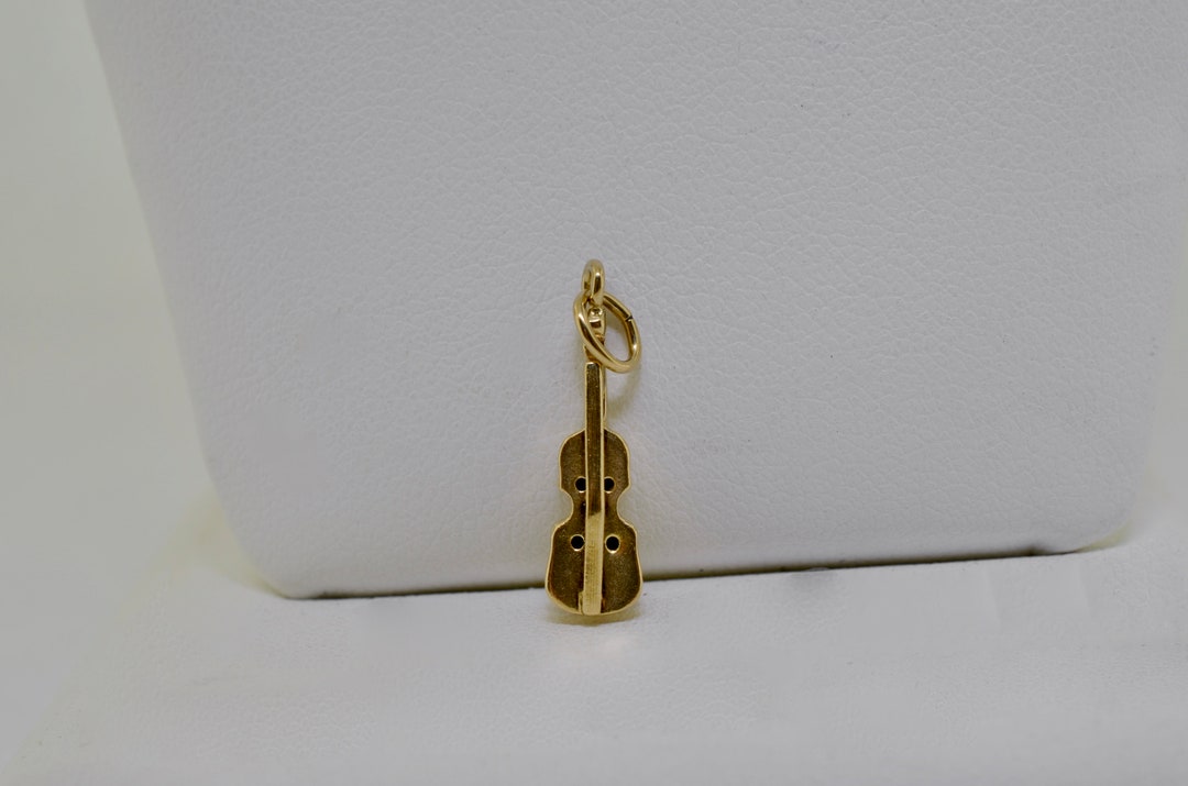 14K Yellow Gold Musical Violin Charm - Etsy