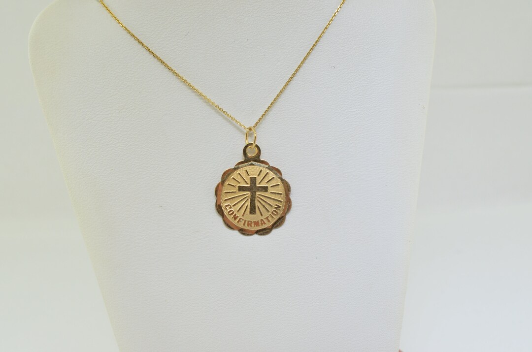 14K Yellow Gold Confirmation Pendant - Etsy