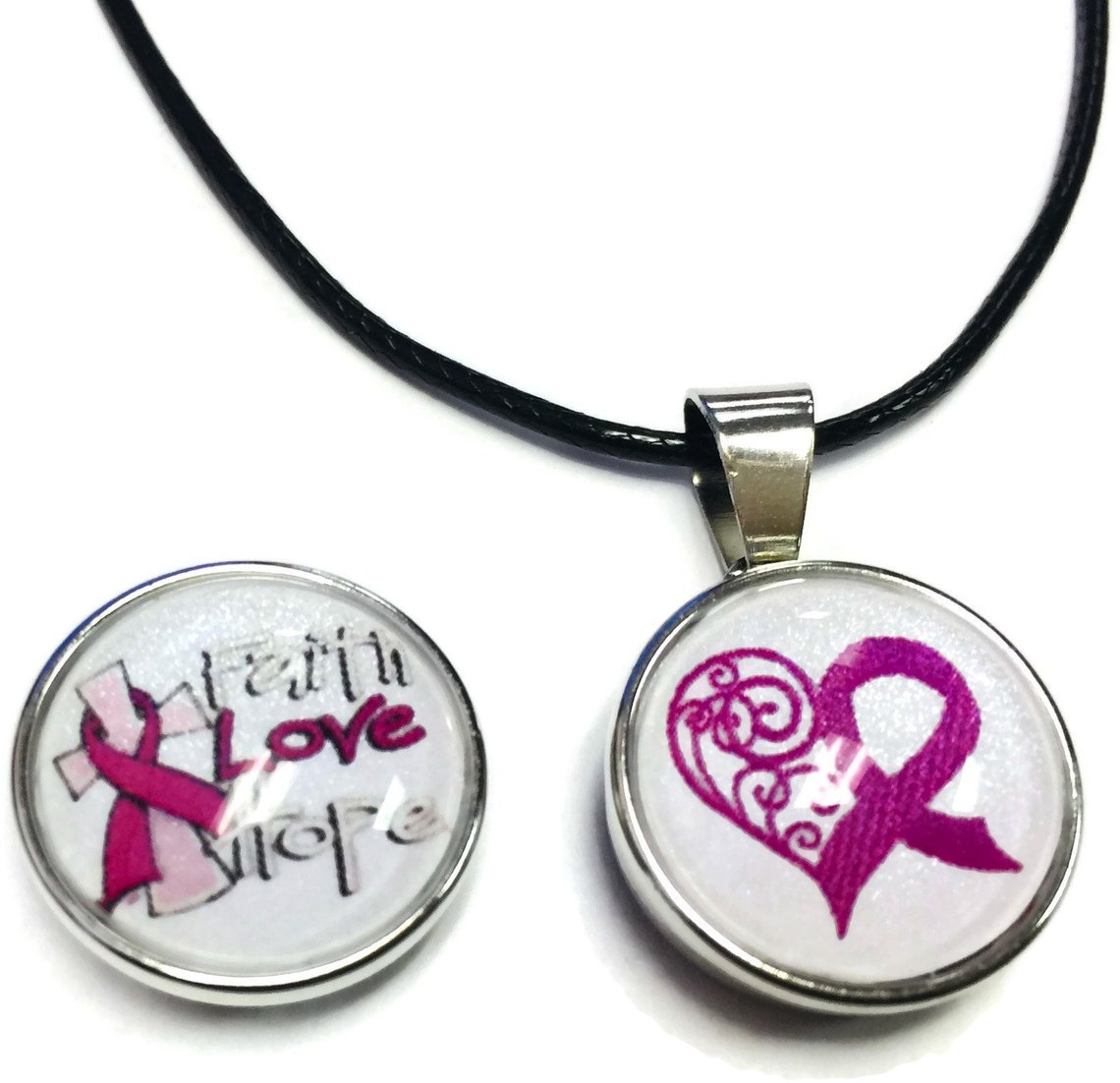 Faith Love Hope Heart Pink Ribbon Breast Cancer Awareness Support Cure ...