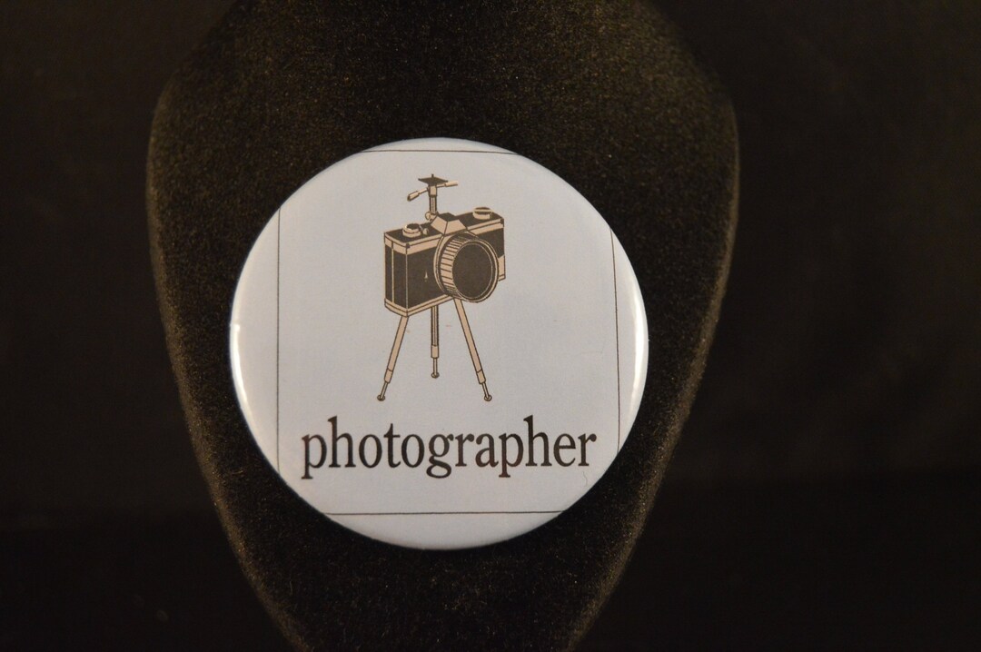 PHOTOGRAPHER Button Pinback Pin Badge Large 2 1/4" Brand New! CAMERA ...
