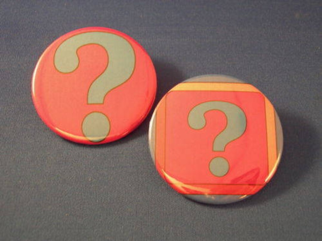 QUESTION MARKS "?" Set of 2 Existential Fun BUTTONS Pin Pinback Badge ...