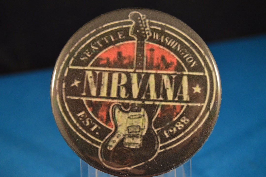 NIRVANA Guitar BUTTON Pin Pinback Badge Punk Large 2 1/4" Brand New ...
