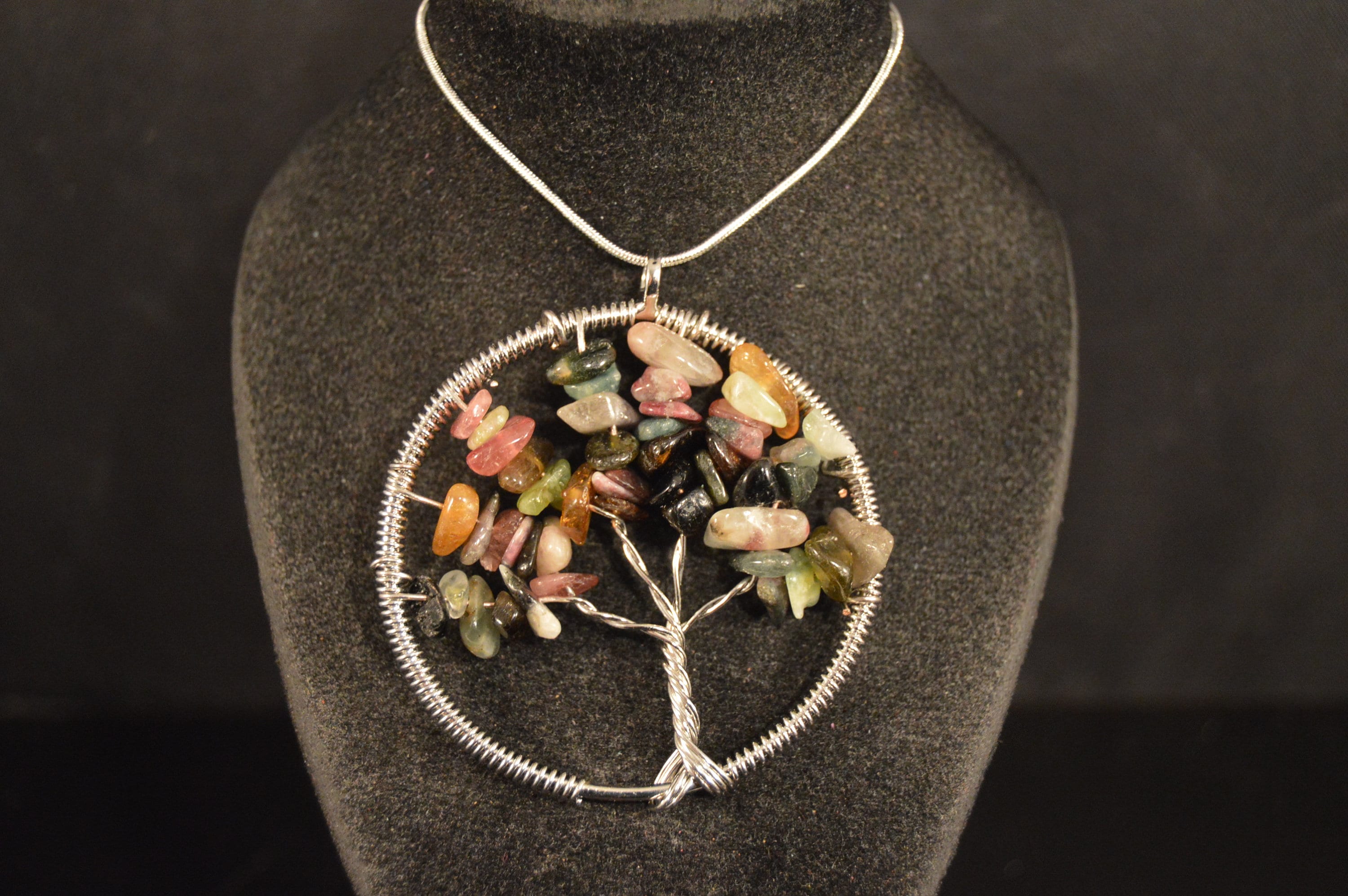 TREE OF LIFE Assorted Tourmaline Stones Pendant Necklace - Etsy