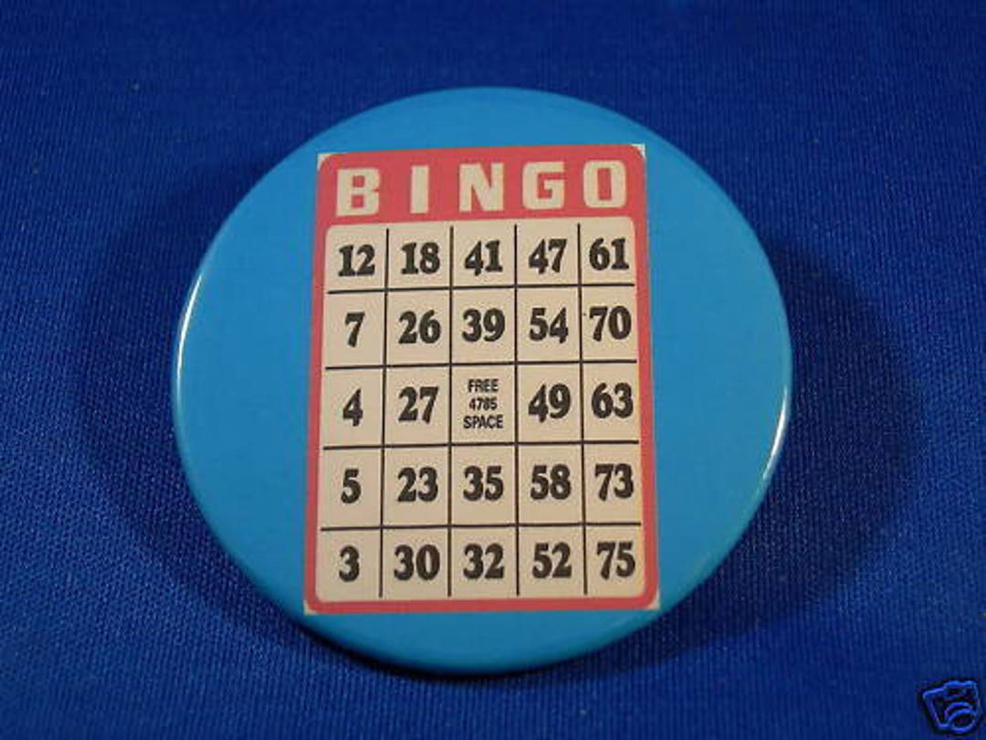 BINGO (card) BUTTON PINBACK Pin Badge Large 2 1/4" Brand New! Game Fun ...