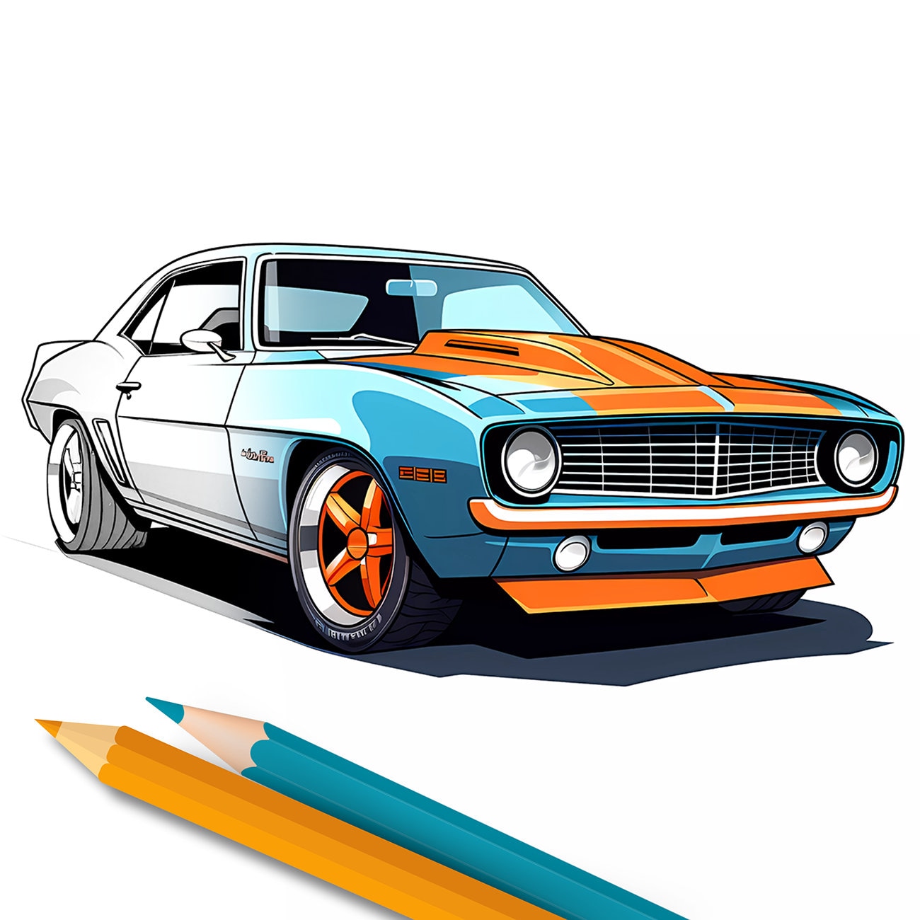 60 Cars & Trucks Coloring Book Pages, Vintage Muscle Vehicles Printable ...