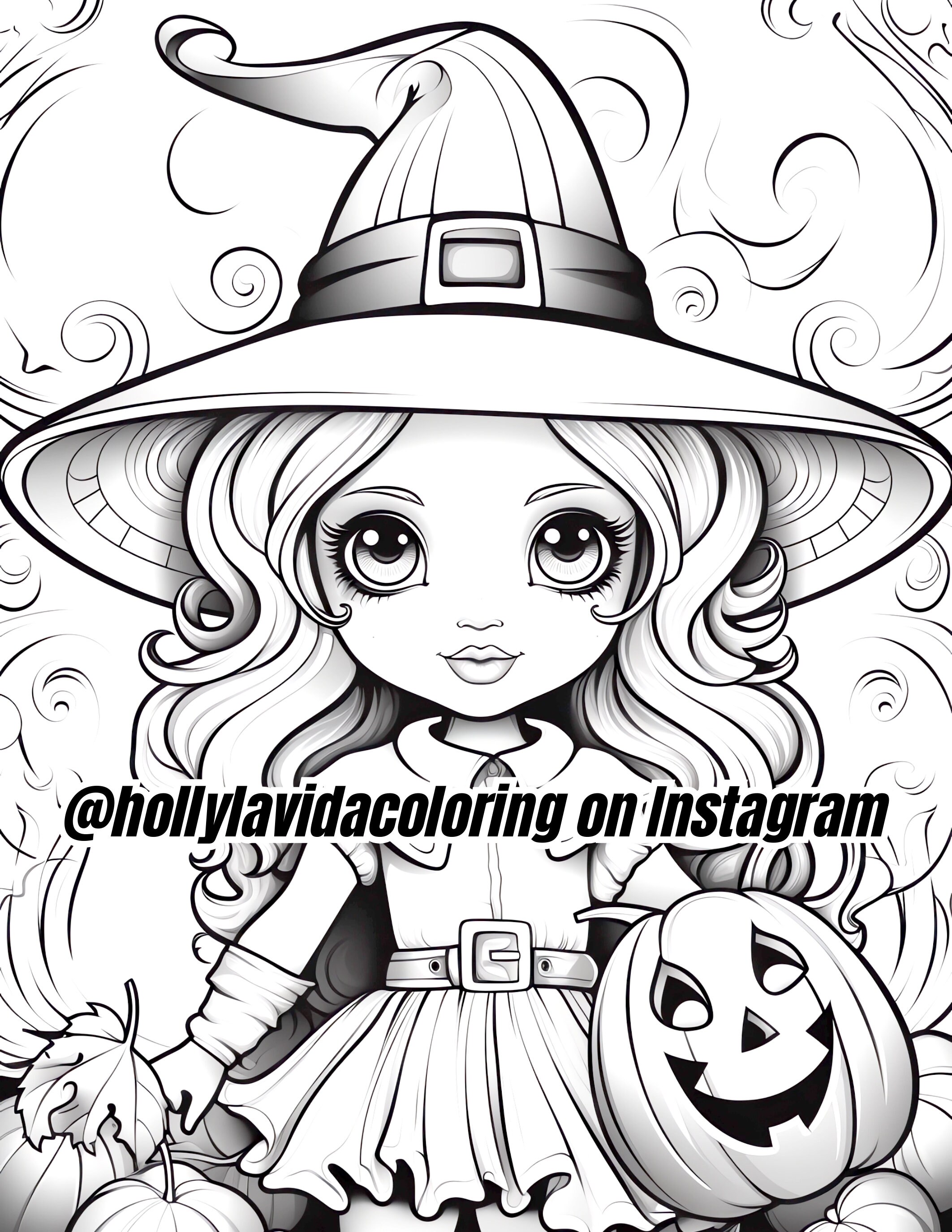60 Halloween Cuties Coloring Book Pages, Adorable Halloween Coloring ...