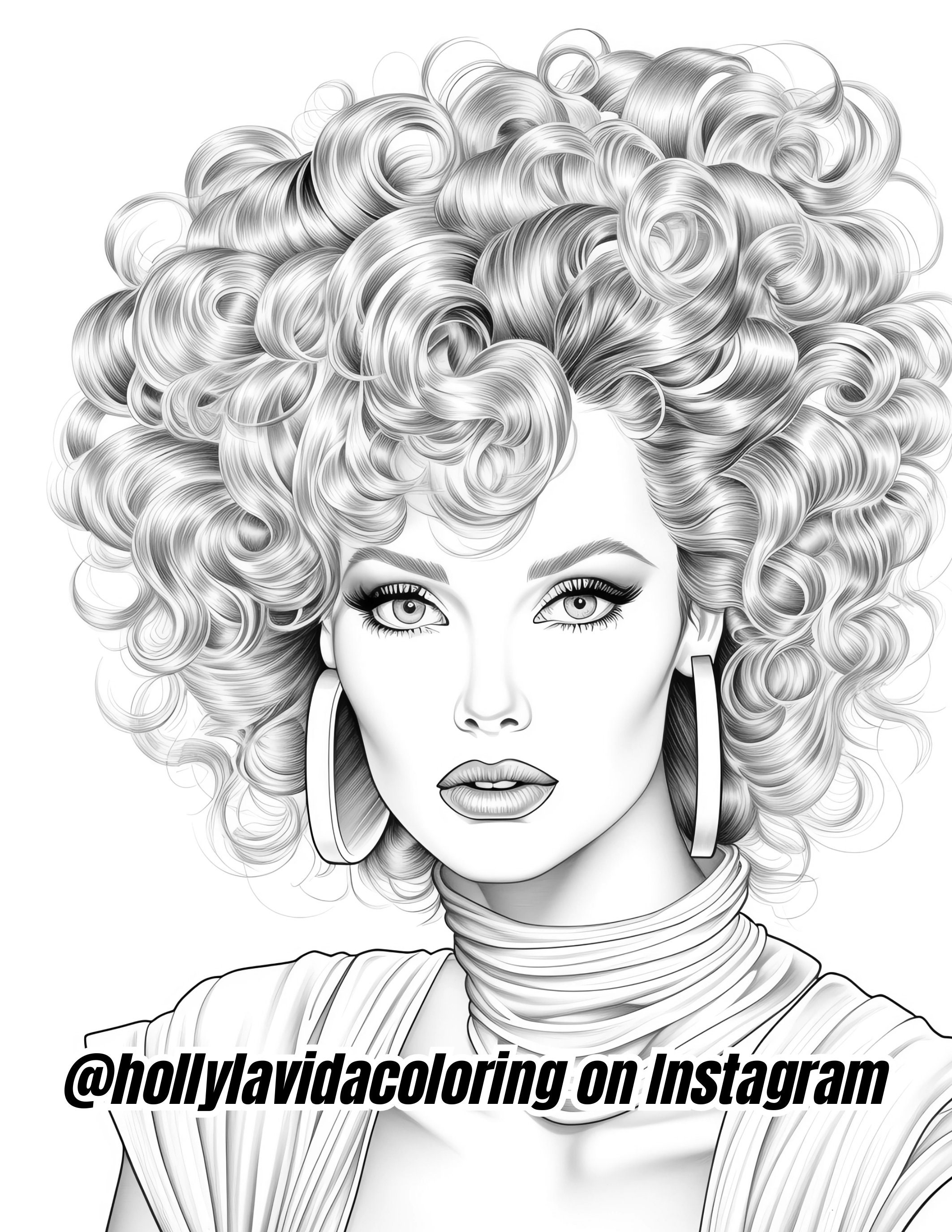 30 1980's Ladies Coloring Book Pages, Retro Beautiful Women Printable ...