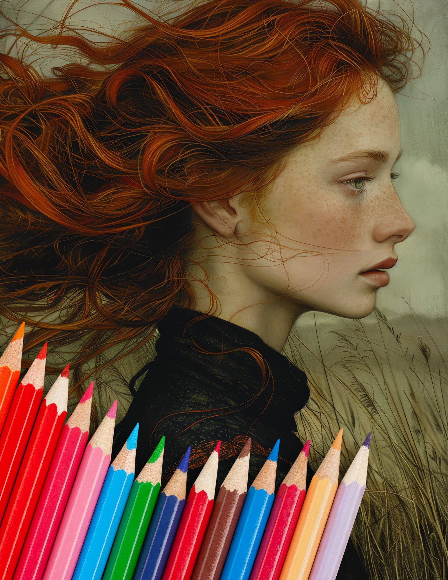 26 Beautiful Dreamers Coloring Book Pages, Romantic Females Grayscale ...