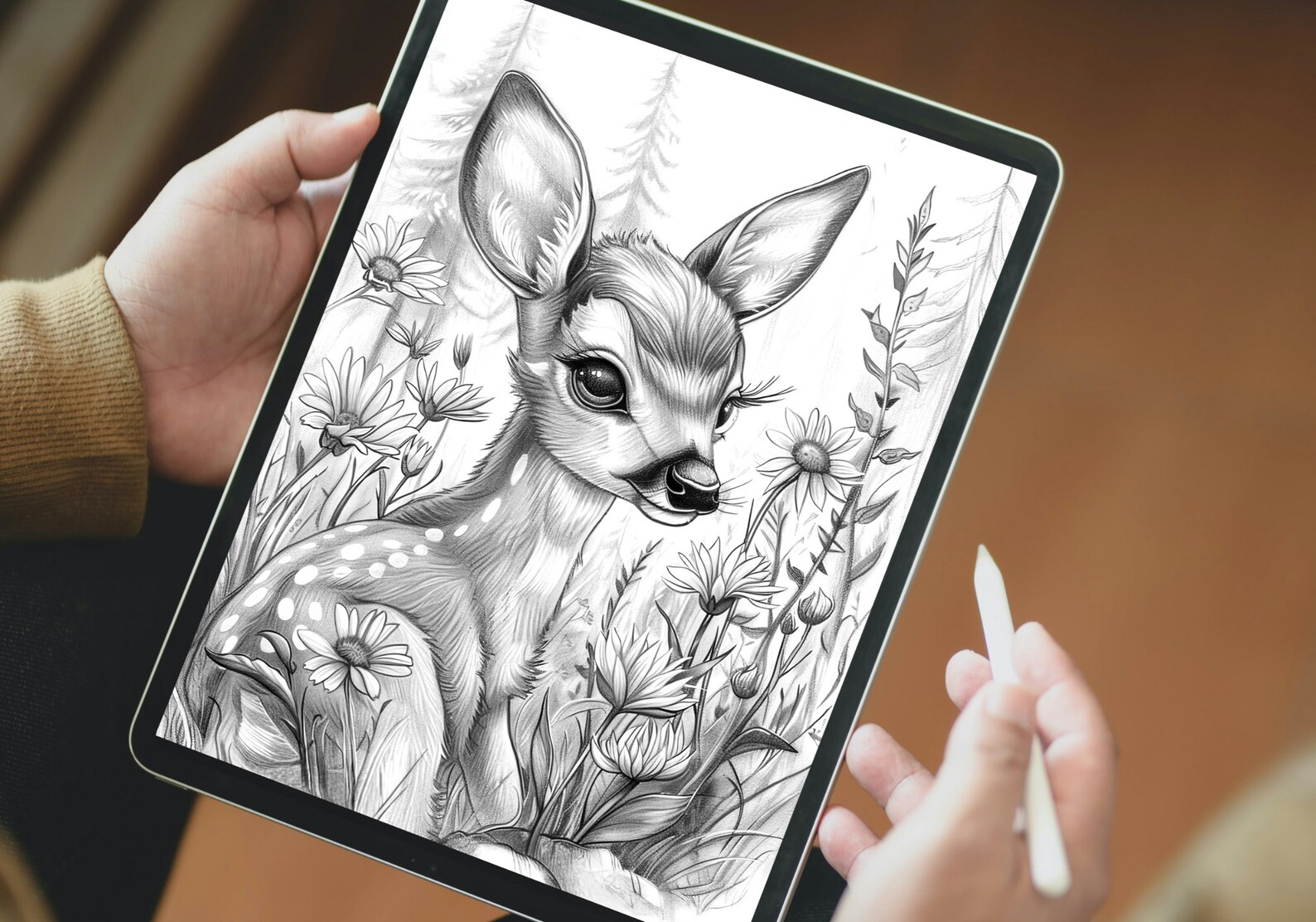 Cute Baby Fawn Coloring Book Page, Deer Animal Instant Download ...