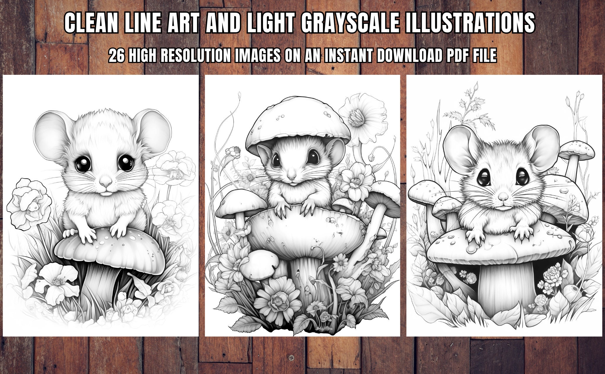 26 Baby Mice Coloring Book Pages, Baby Animals Cuties Printable PDF ...