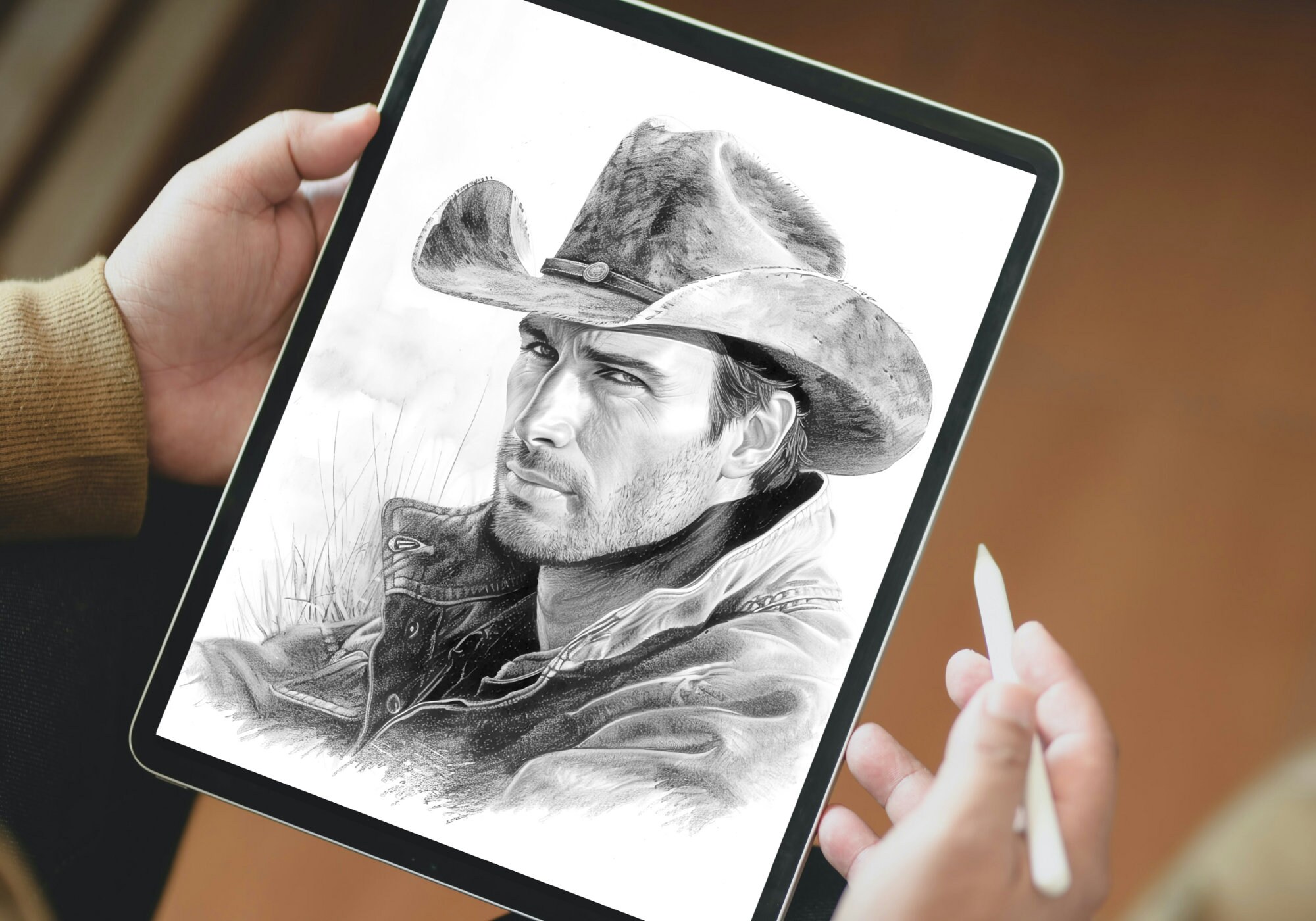 Handsome Cowboy Coloring Book Page, Rugged Man Instant Download, Men ...