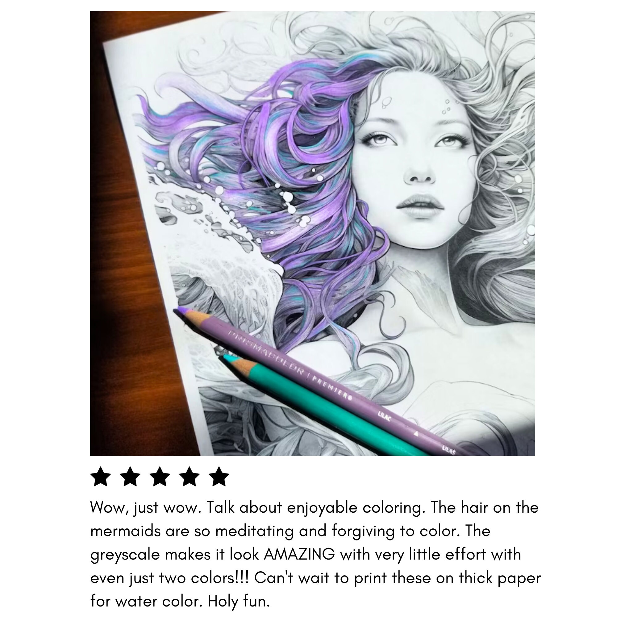 25 Sea Sirens Mermaids Coloring Book Pages, Pretty Women Printable PDF ...