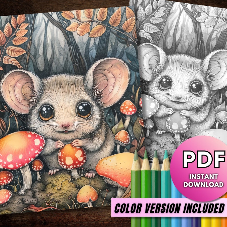 Cute Baby Mouse Coloring Book Page, Small Animal Instant Download ...