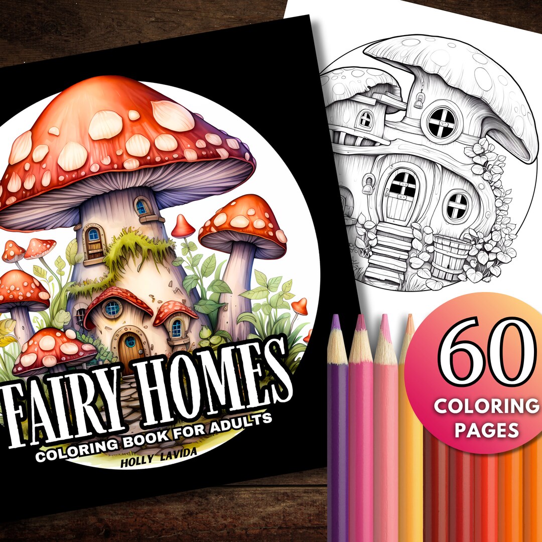60 Fairy Homes Coloring Book Pages Fantasy Fairy Houses - Etsy
