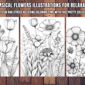 27 Whimsical Flowers Coloring Book Pages, High Quality Floral Printable ...