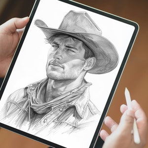 Handsome Cowboy Coloring Book Page, Rugged Man Instant Download, Men ...