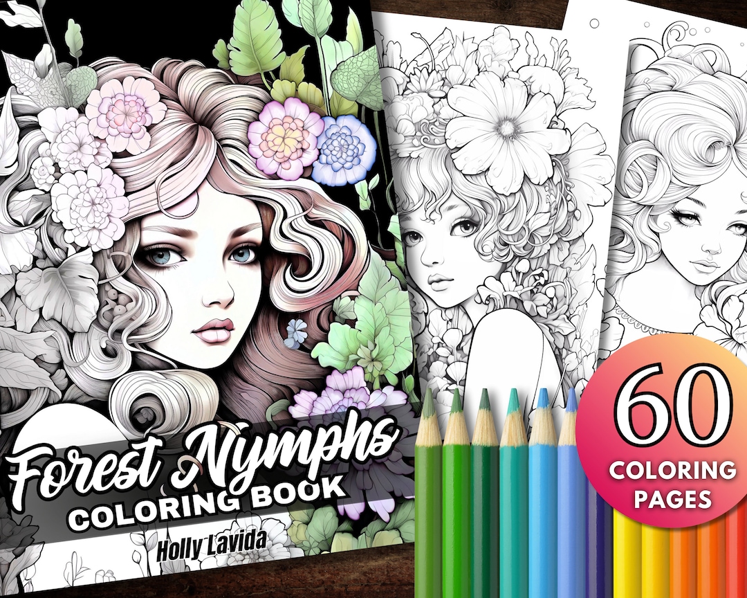 60 Forest Nymphs Coloring Book Pages Beautiful Women in - Etsy