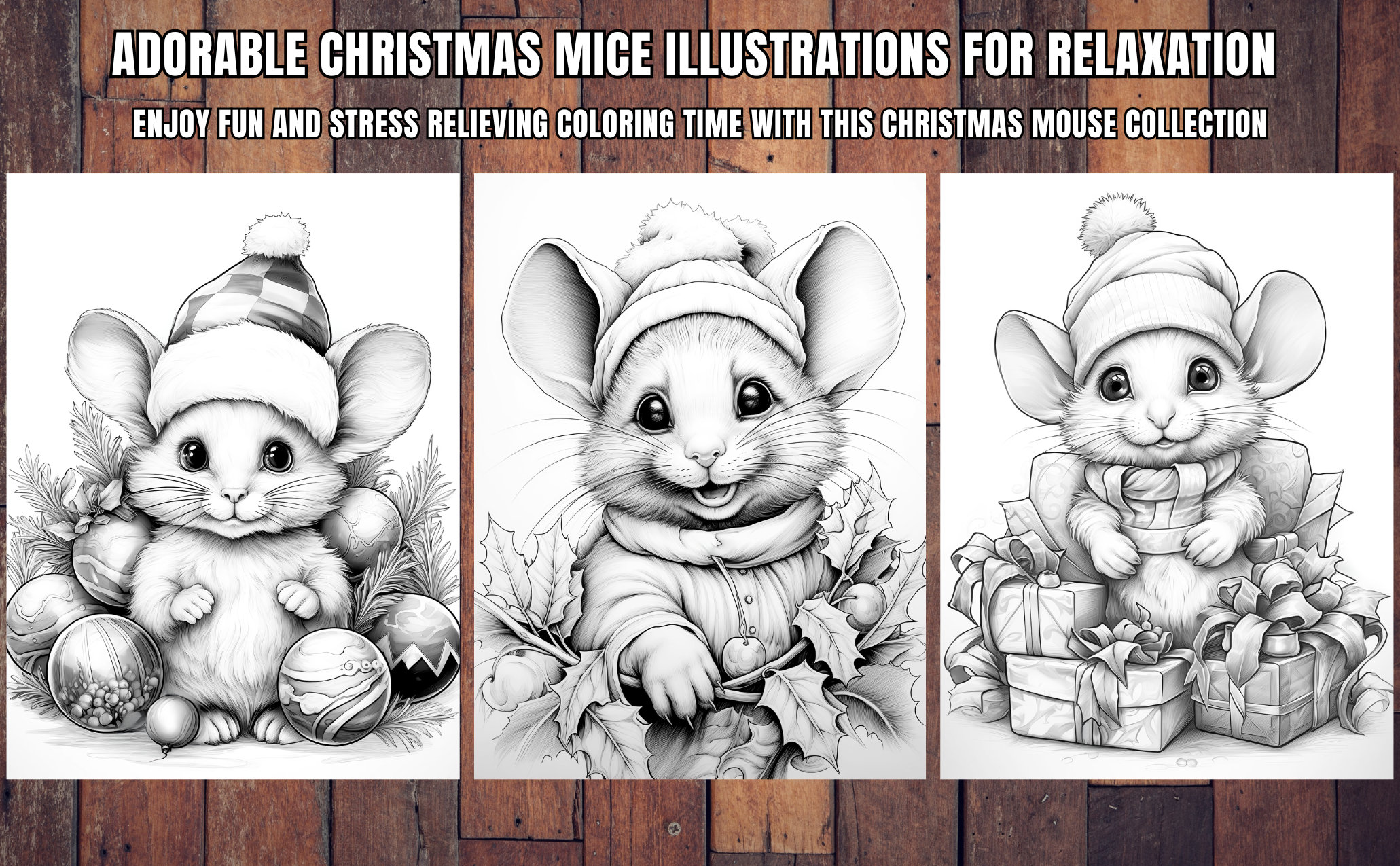 26 Christmas Mice Coloring Book Pages Baby Animals Coloring - Etsy