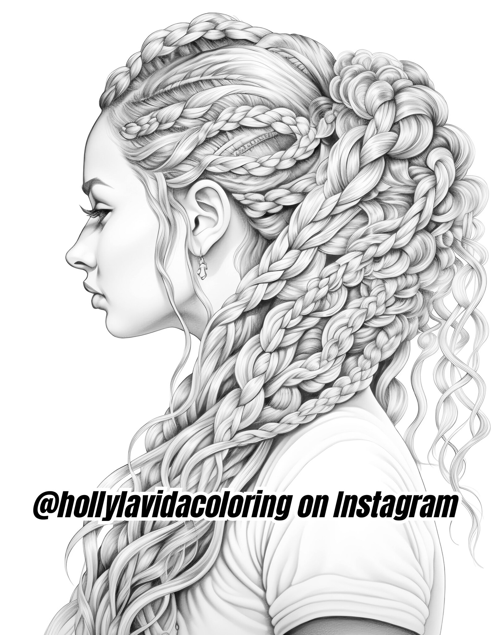 25 Amazing Hairstyles Coloring Book Pages, Detailed Grayscale Hair ...
