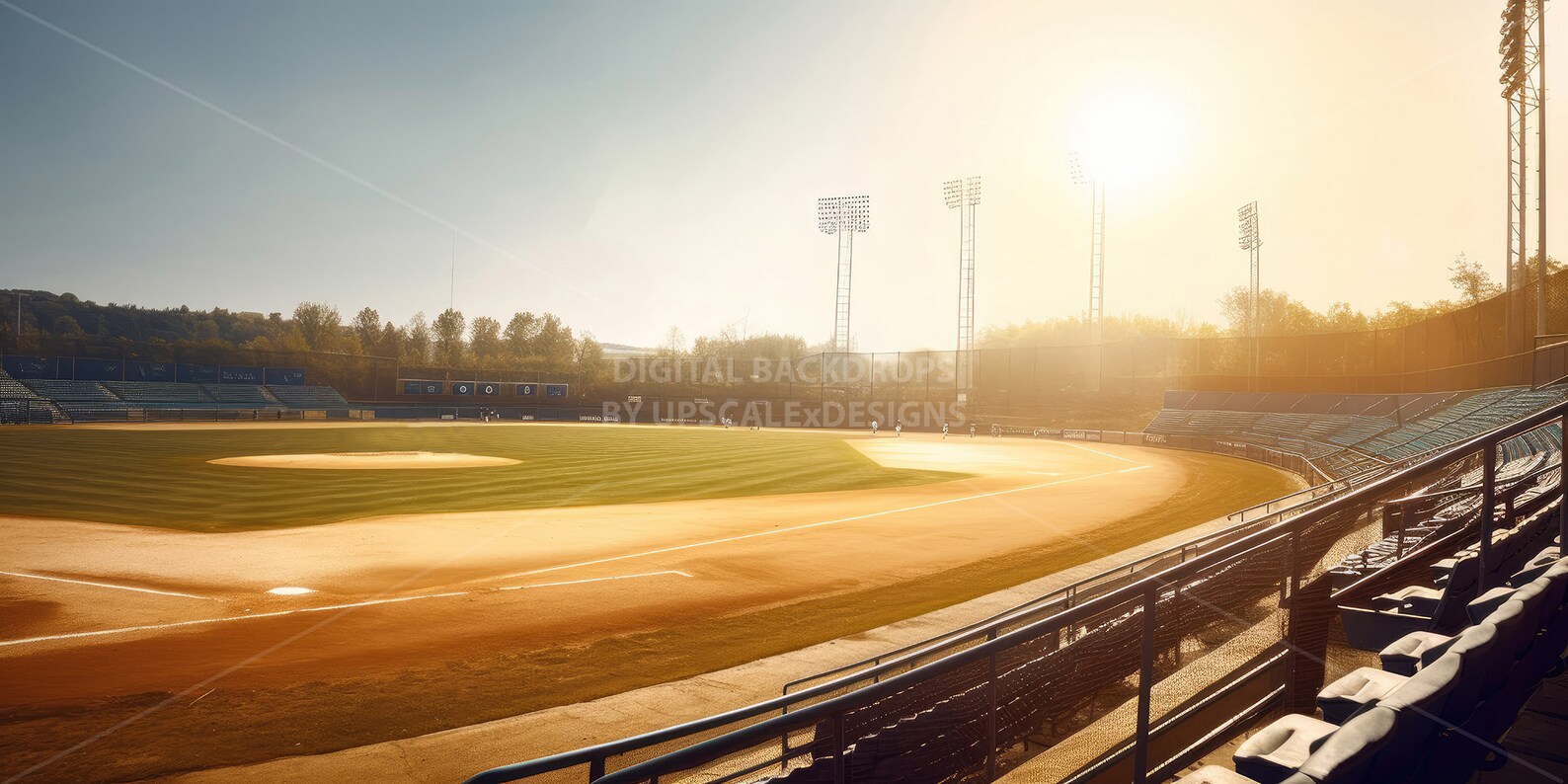 Day Baseball Field Backdrop V2, Set of 5, High School Sports ...