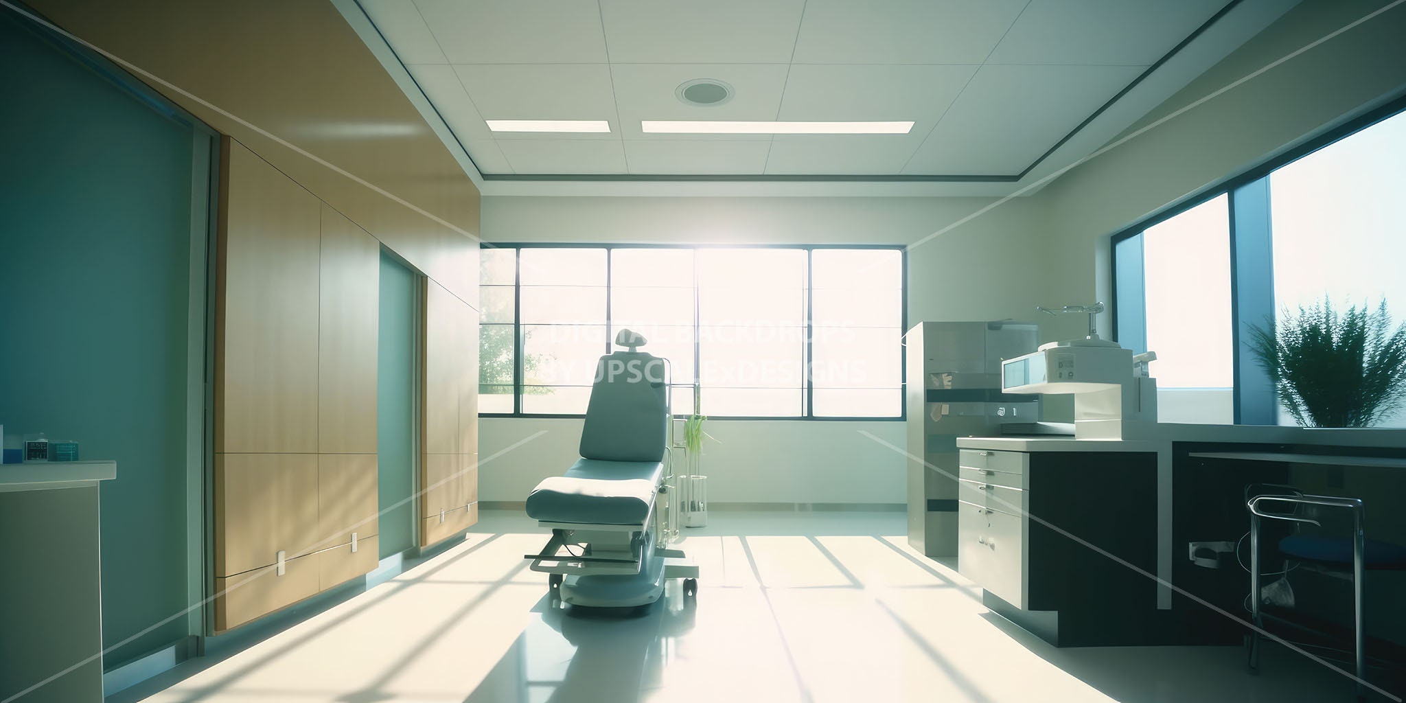 High-tech Hospital Interiors Backdrop V1, Set of 4, Doctors & Nurses ...