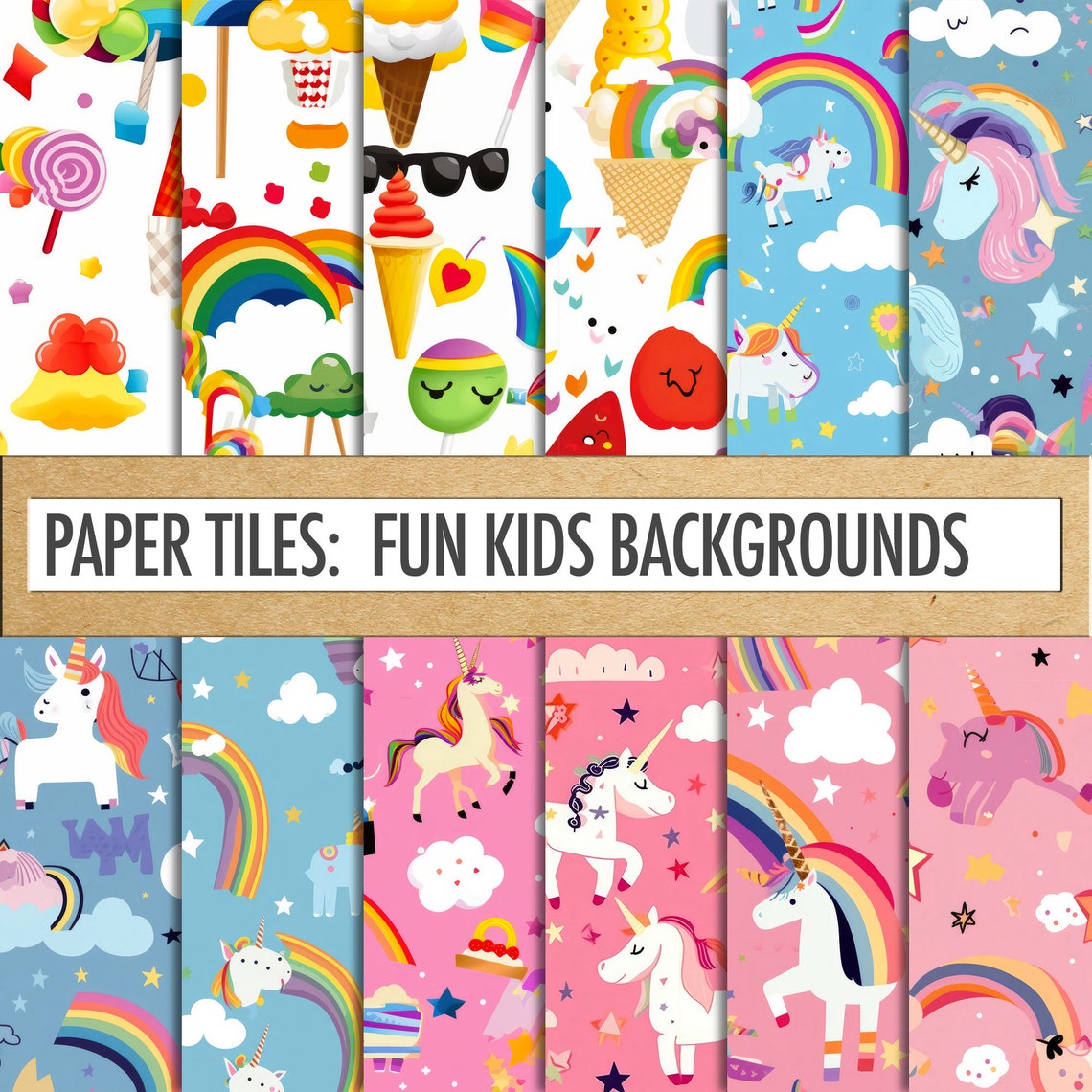 New Baby Paper Packs, Seamless Patterns, Fun Kid Illustrations ...
