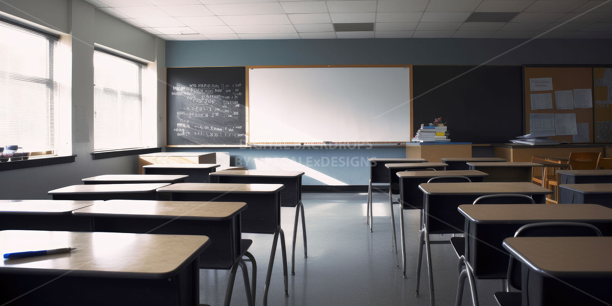 Modern Classroom Interior Backdrop, Set of 5, School Photography ...