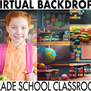 Grade School Classroom Interior Backdrop, Set of 6, School Photography ...