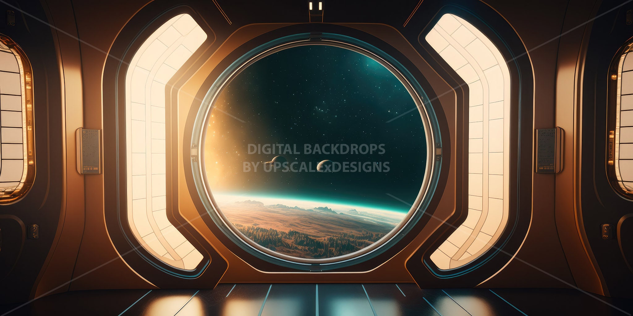 Fantasy Spaceship Portals Backdrop, Set of 4, Space Illustration ...