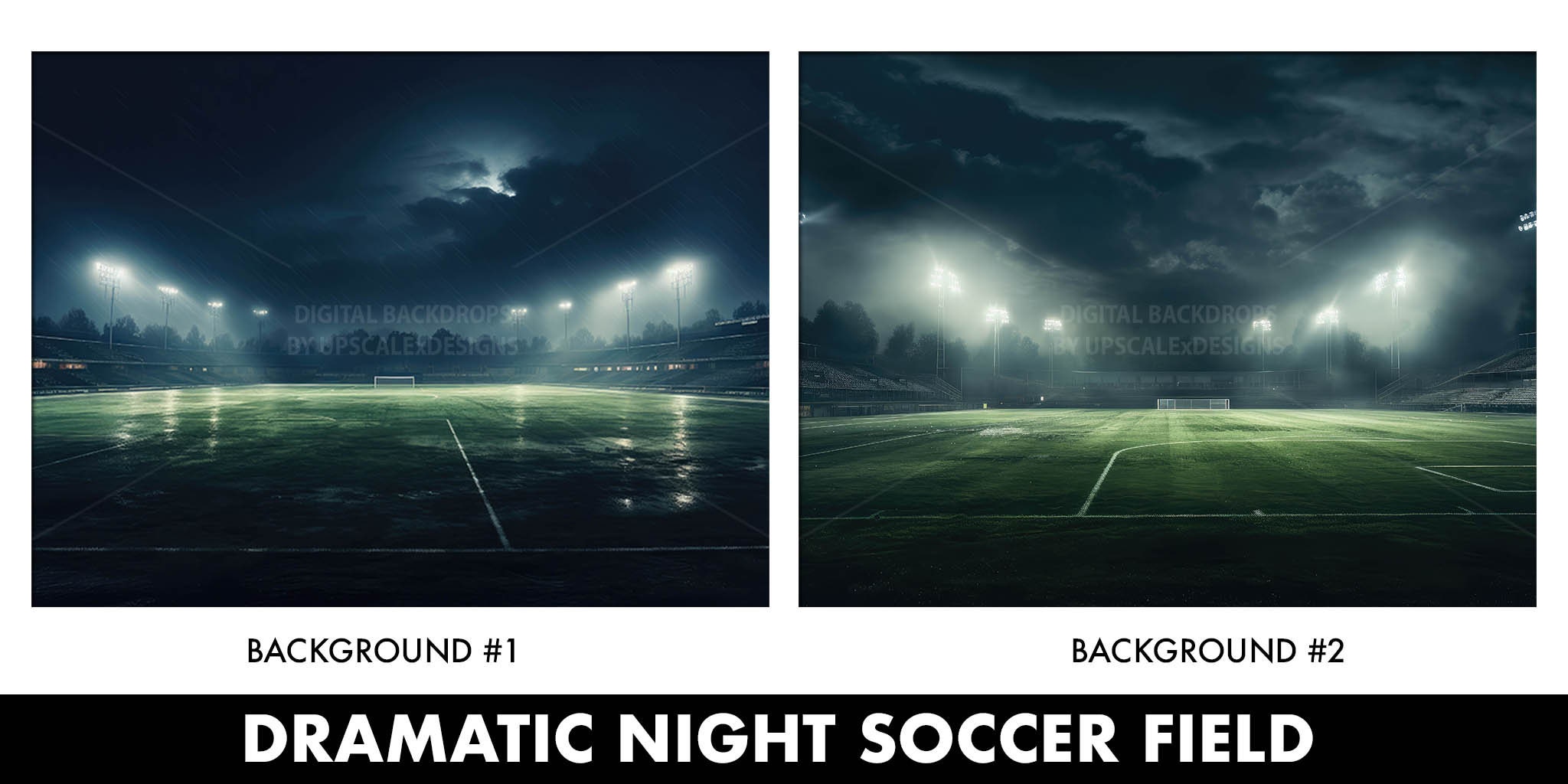 Night Soccer Field Arena Backdrop, Set of 8, Photography School Sports ...