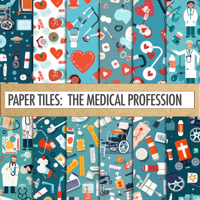 Nurse and Doctor Digital Paper Packs, Seamless Patterns, Medical ...