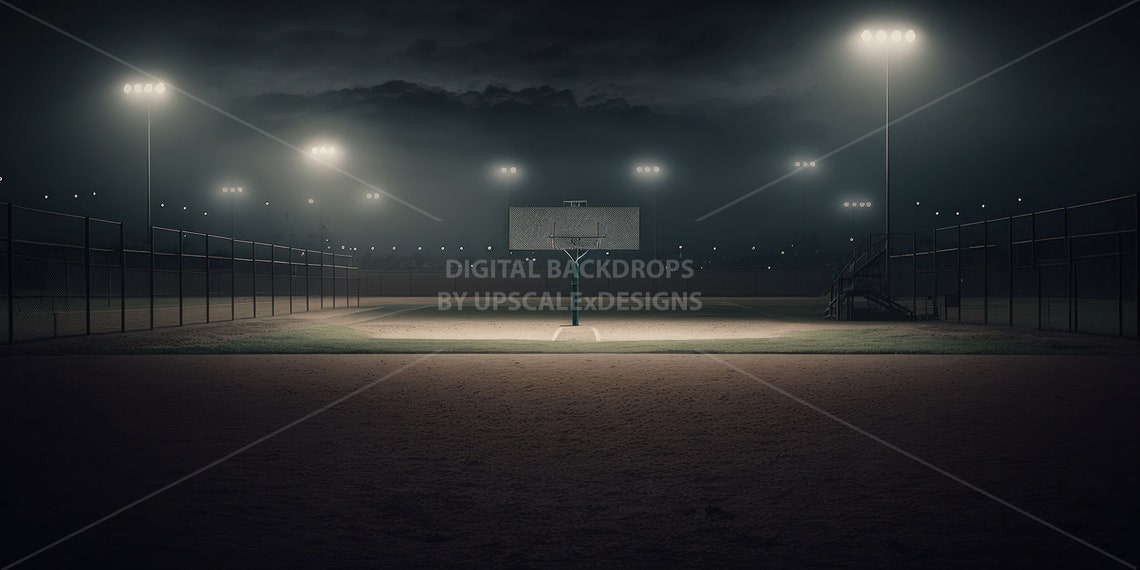 Night Baseball Field Backdrop, Set of 5, Sports Photography Background ...