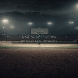 Night Baseball Field Backdrop, Set of 5, Sports Photography Background ...