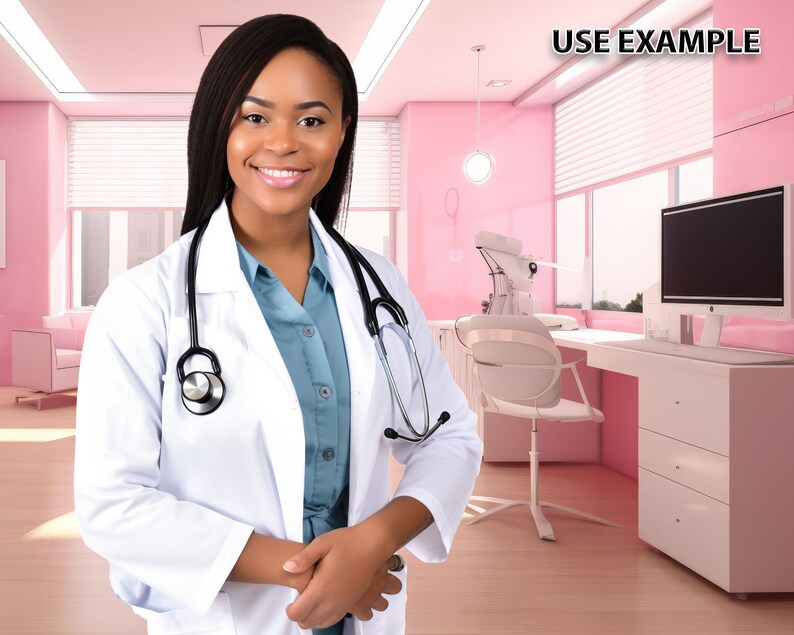 OBGYN Hospital Interiors Backdrop, Set of 4 + Bonus, Doctors & Nurses ...