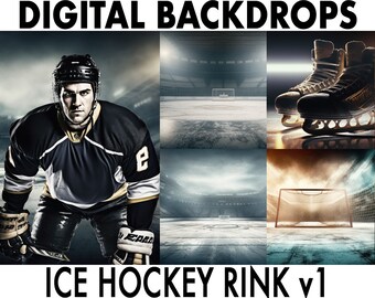 Ice Hockey Rink Background V4, Set of 8, Digital Illustration Sports ...