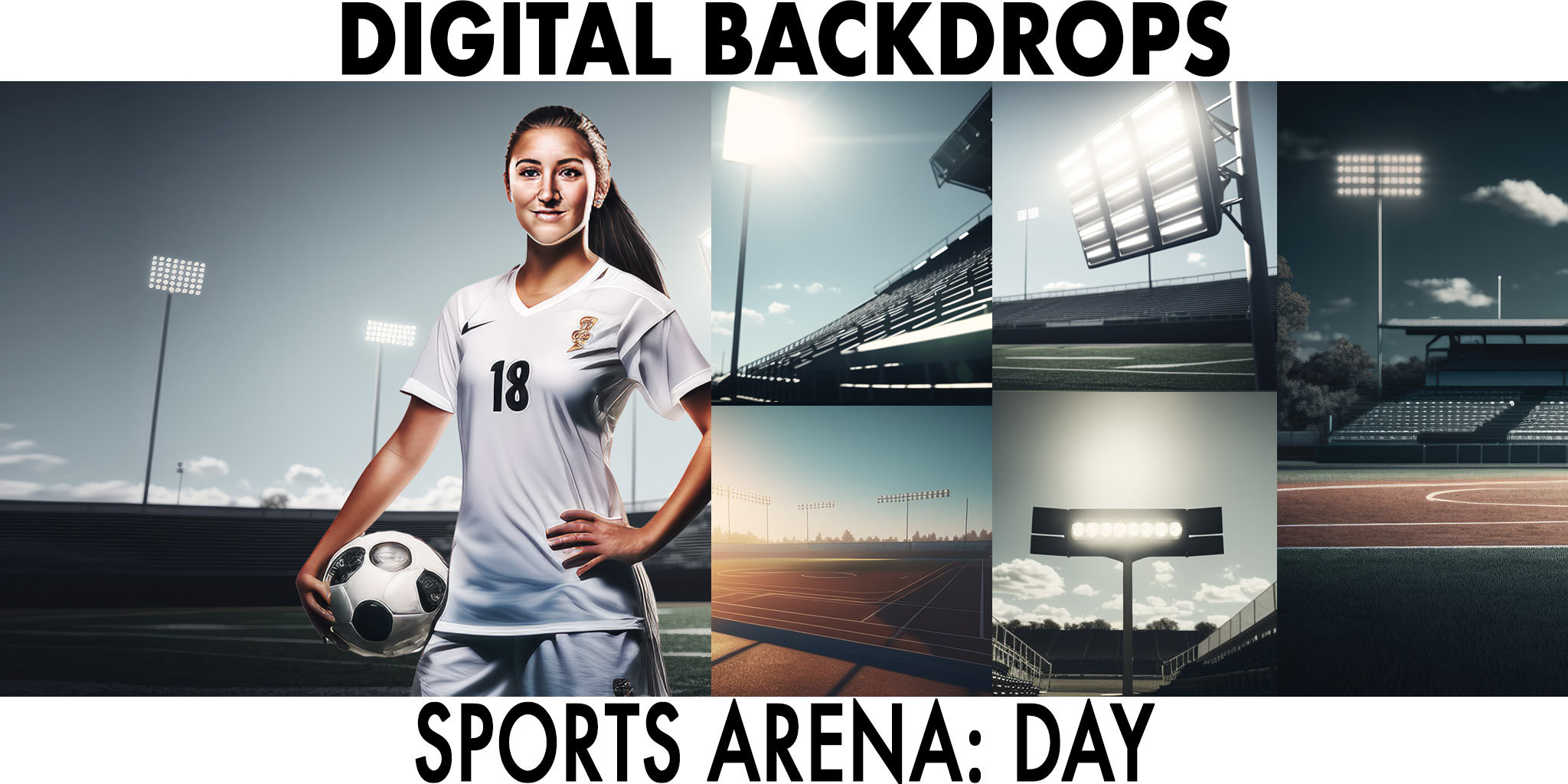 Day Sports Field Arena Backdrop, Set of 5, School Sports Photography ...