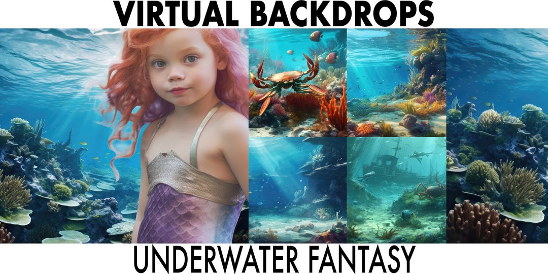 Underwater Virtual Backdrops, Set of 7, Ocean Photography Background ...