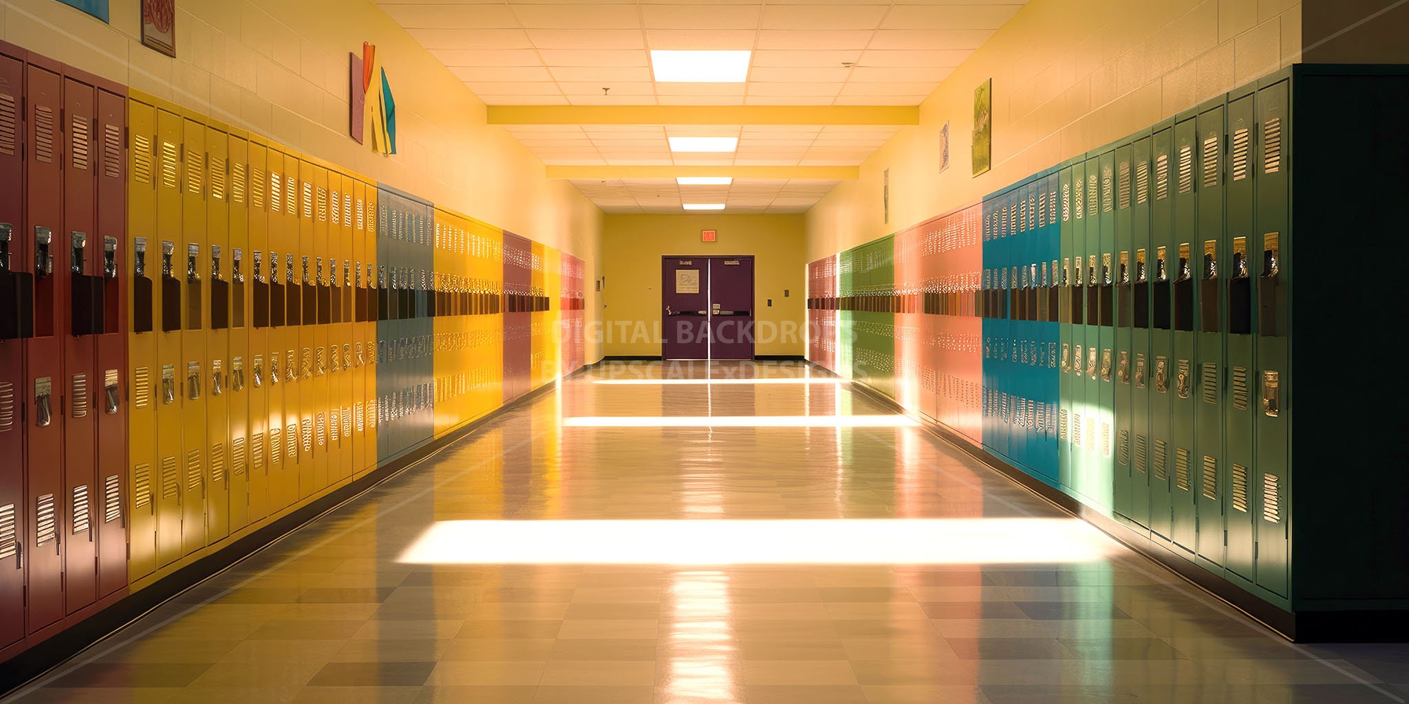 Modern School Hallways Interior Backdrop, Set of 5, School Photography ...