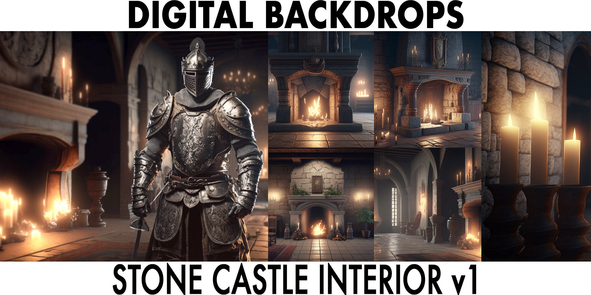 Medieval Fantasy Castle Background V1, Set of 8, Interior Photography ...