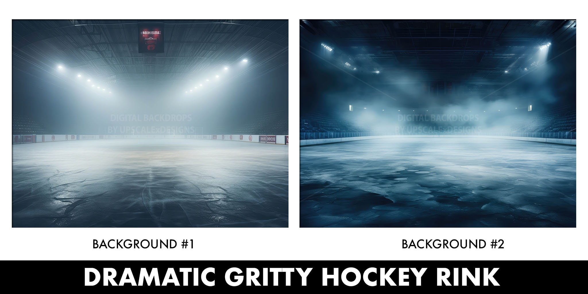 Ice Hockey Rink Background V4, Set of 8, Digital Illustration Sports ...