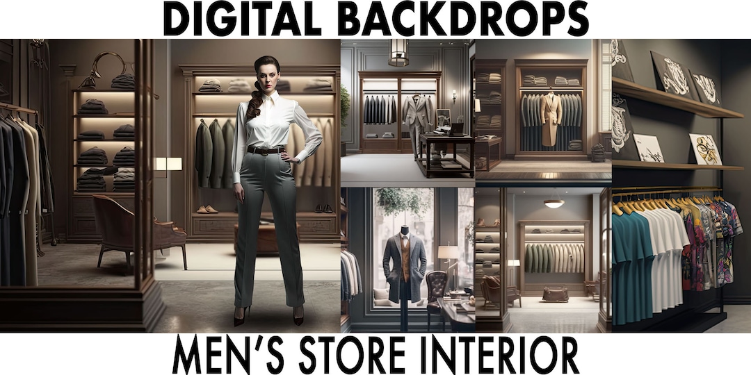 Upscale Men's Store Backdrop, Set of 5, Interior Business Photography ...