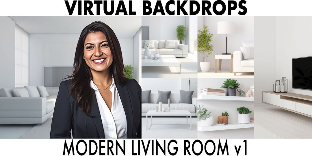 Modern Living Room, Virtual Backgrounds V1, 5 Image Bundle Use for ...