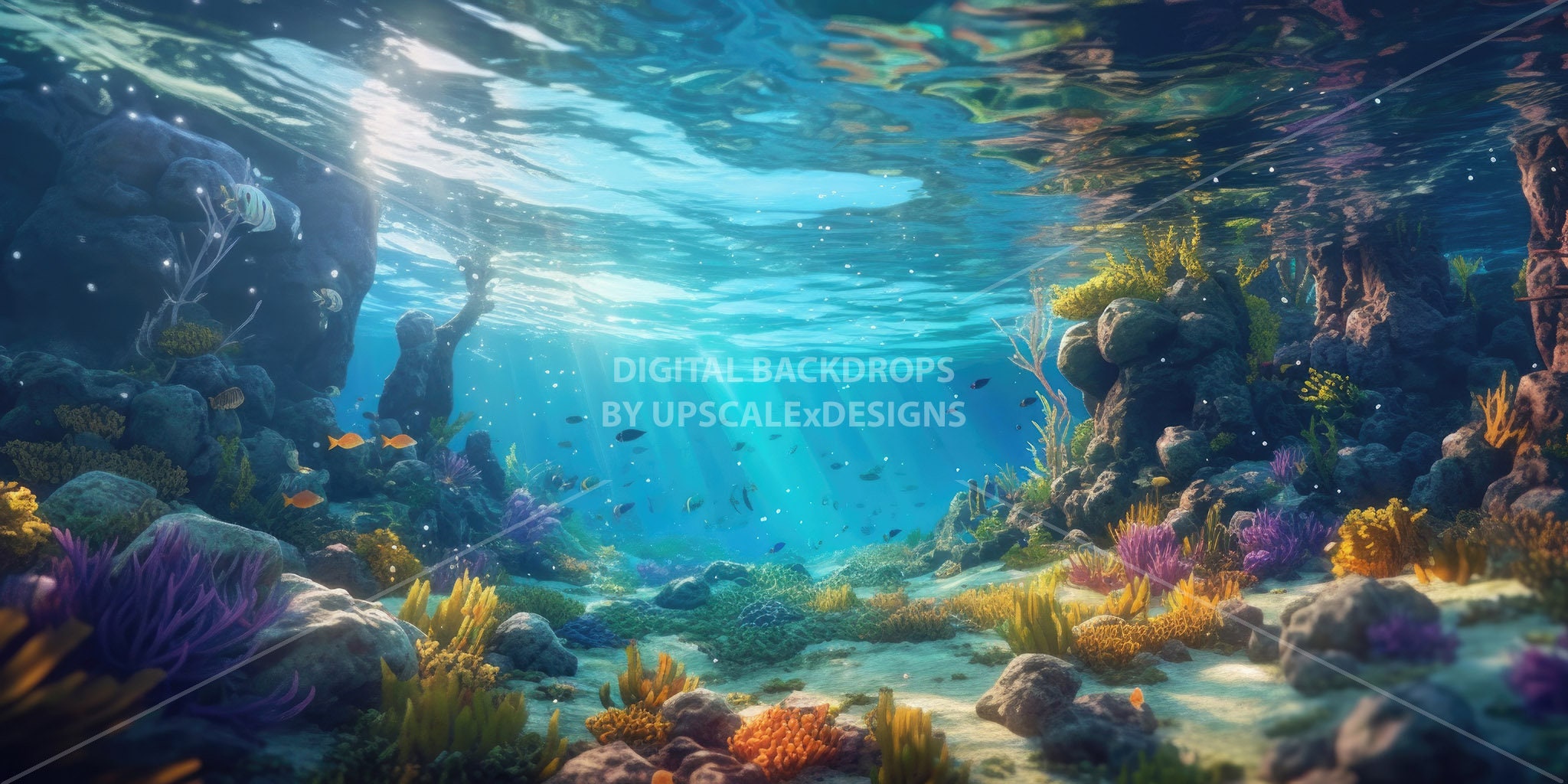 Underwater Virtual Backdrops, Set of 7, Ocean Photography Background ...