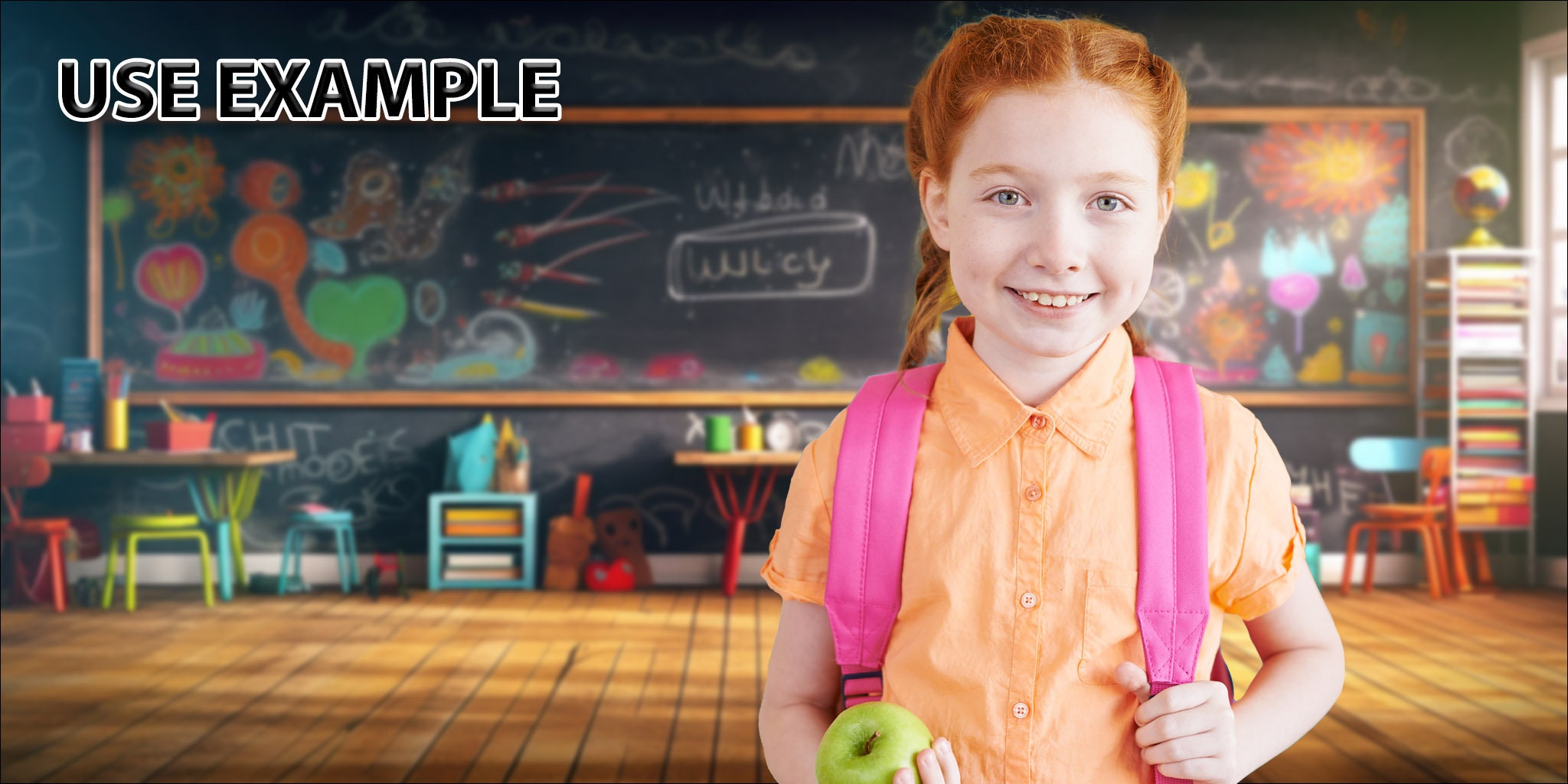 Grade School Classroom Interior Backdrop, Set of 6, School Photography ...