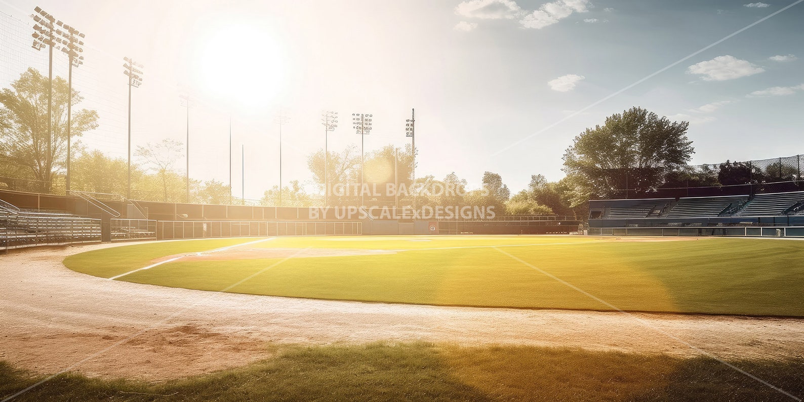 Day Baseball Field Backdrop V2, Set of 5, High School Sports ...