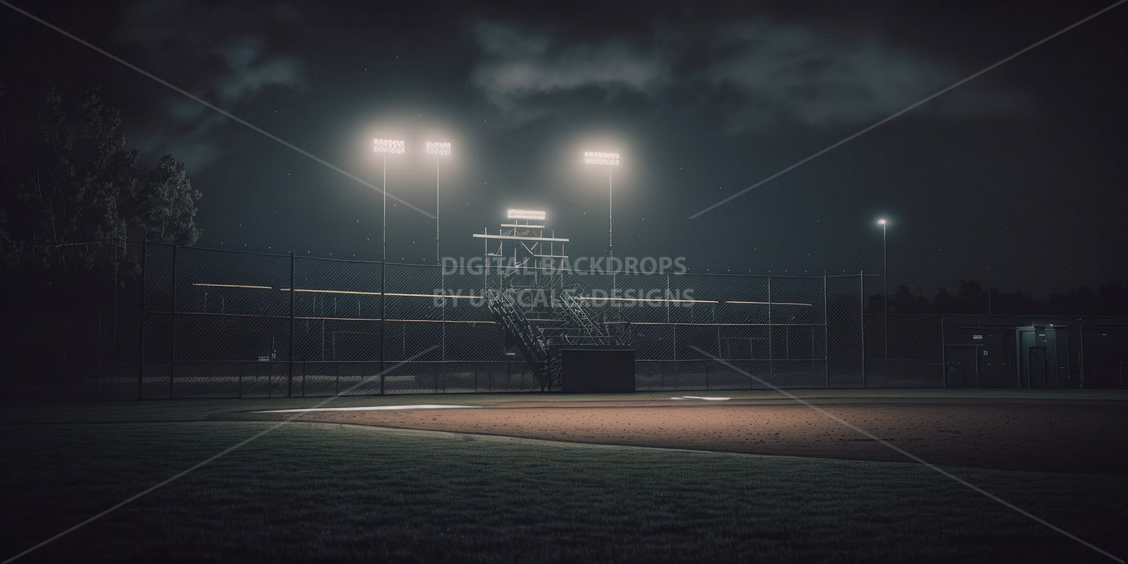 Night Baseball Field Backdrop, Set of 5, Sports Photography Background ...