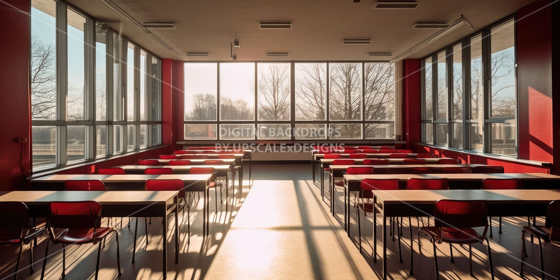 Modern Classroom Interior Backdrop, Set of 5, School Photography ...