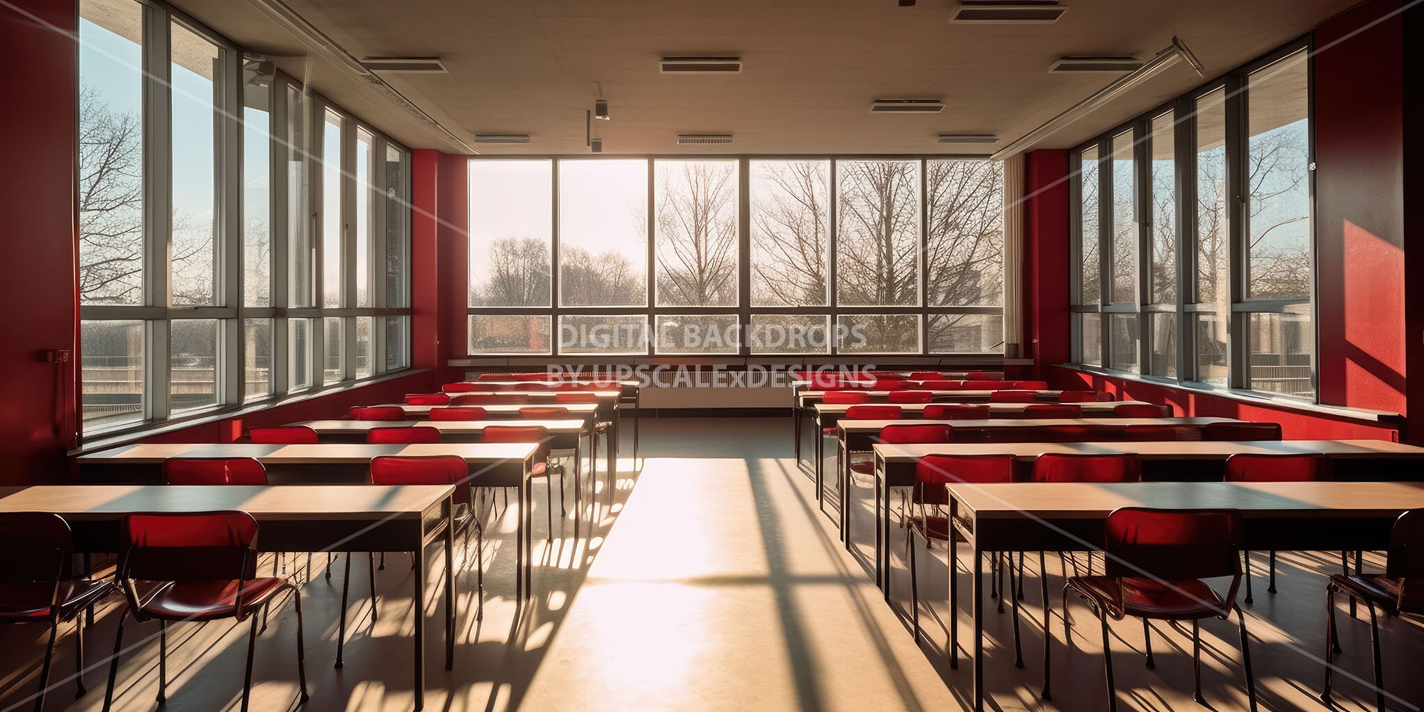 Modern Classroom Interior Backdrop, Set of 5, School Photography ...