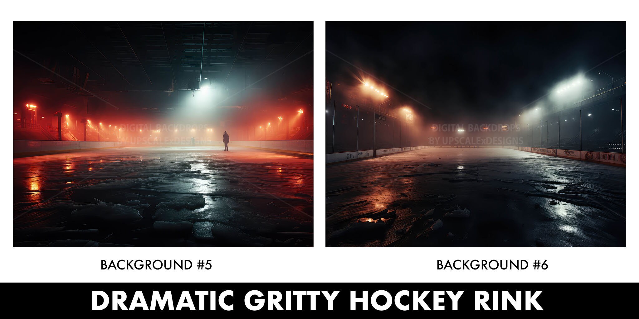 Ice Hockey Rink Background V4, Set of 8, Digital Illustration Sports ...