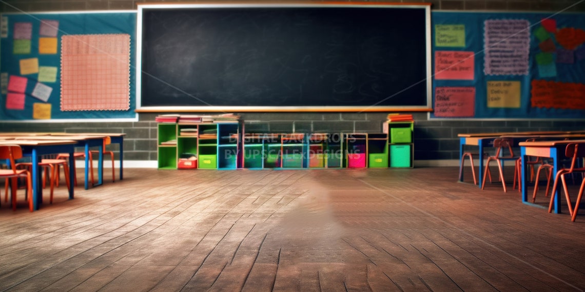 Grade School Classroom Interior Backdrop, Set of 6, School Photography ...